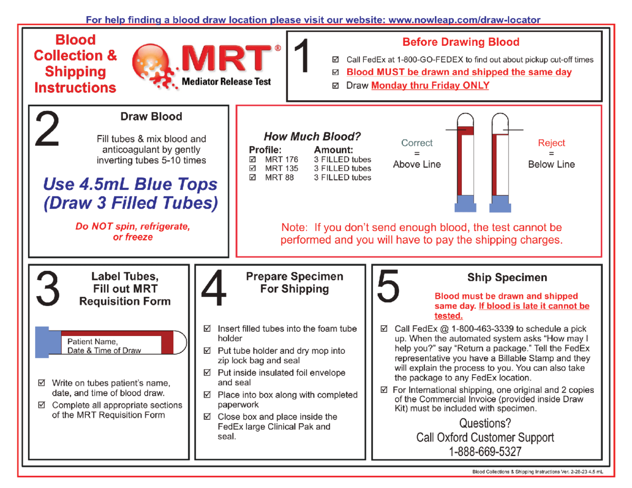 Specimen Collection & Shipping - Oxford Biomedical Technologies, Inc.